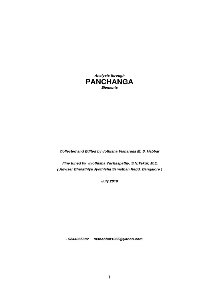 Analysis Through Panchanga Elements - Compress | PDF | Leadership | Love