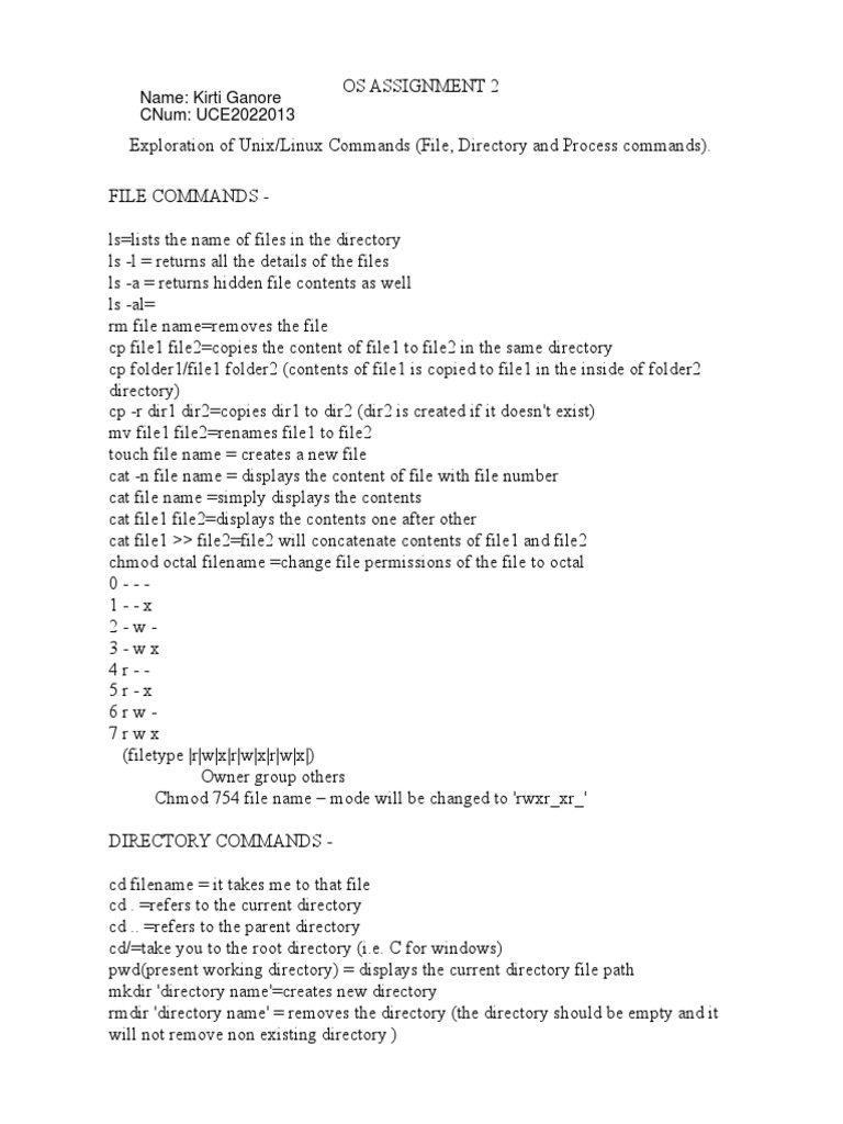 OS ASSIGNMENT 2 EXPLORES LINUX COMMANDS | PDF