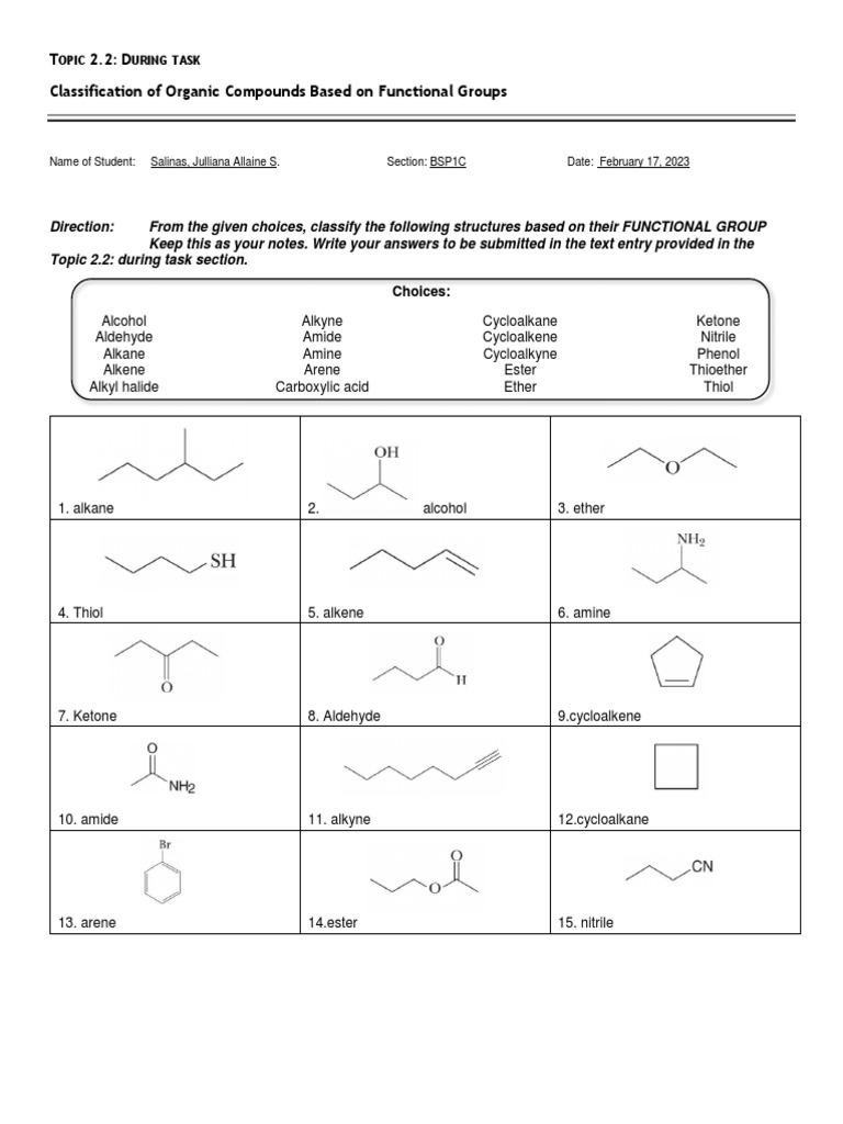 Classifying Organic Compounds by Functional Groups | PDF