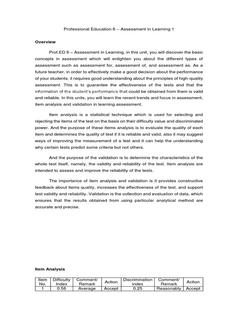 Item Analysis | PDF | Educational Assessment | Validity (Statistics)