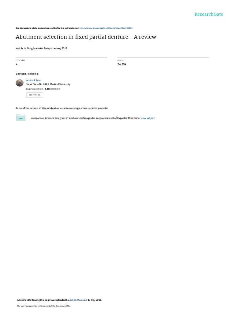 Abutment Selection in FPD | PDF | Dentistry Branches | Dentistry