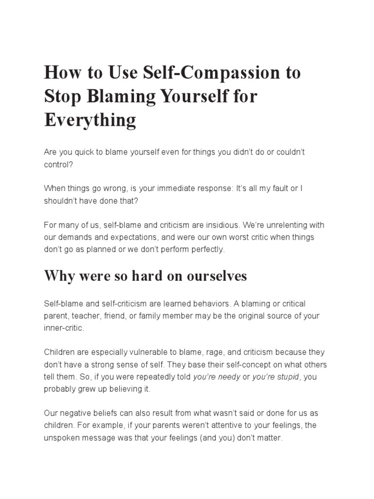 How To Use Self-Compassion To Stop Self-Blaming | PDF | Psychology ...