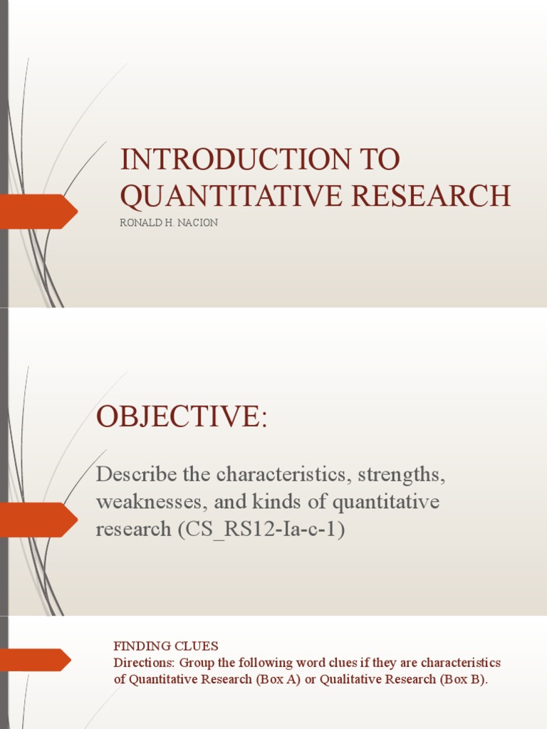 An Introduction to Quantitative Research Methods: Characteristics, Designs, Data Collection and ...
