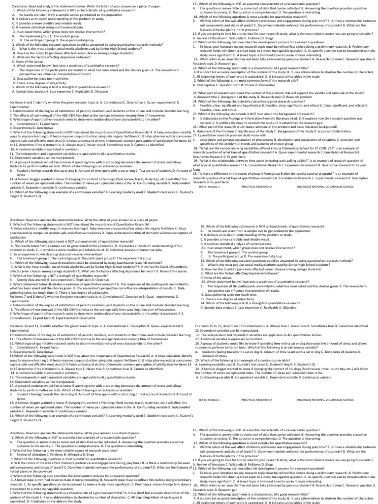 Long Exam PR@ | PDF | Experiment | Question