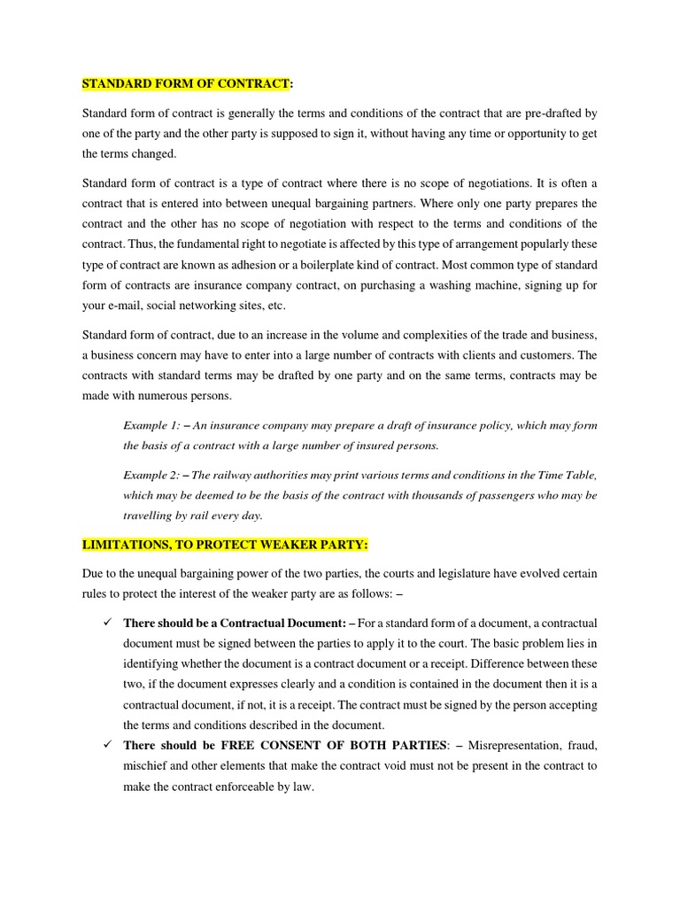 Standard Form of Contract | PDF | Contractual Term | Justice