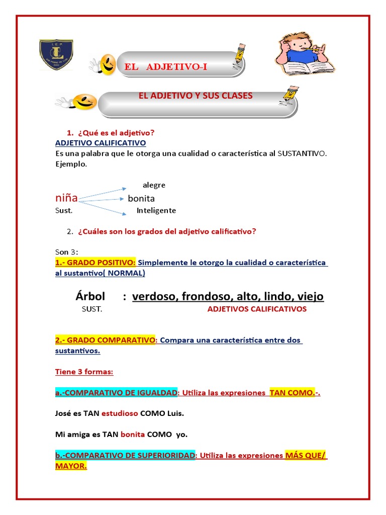 Clases y grados del adjetivo calificativo | PDF