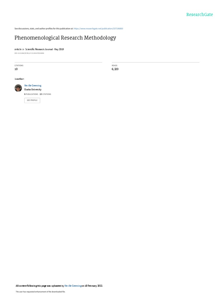 Phenomenological Research Methodology | PDF | Methodology ...