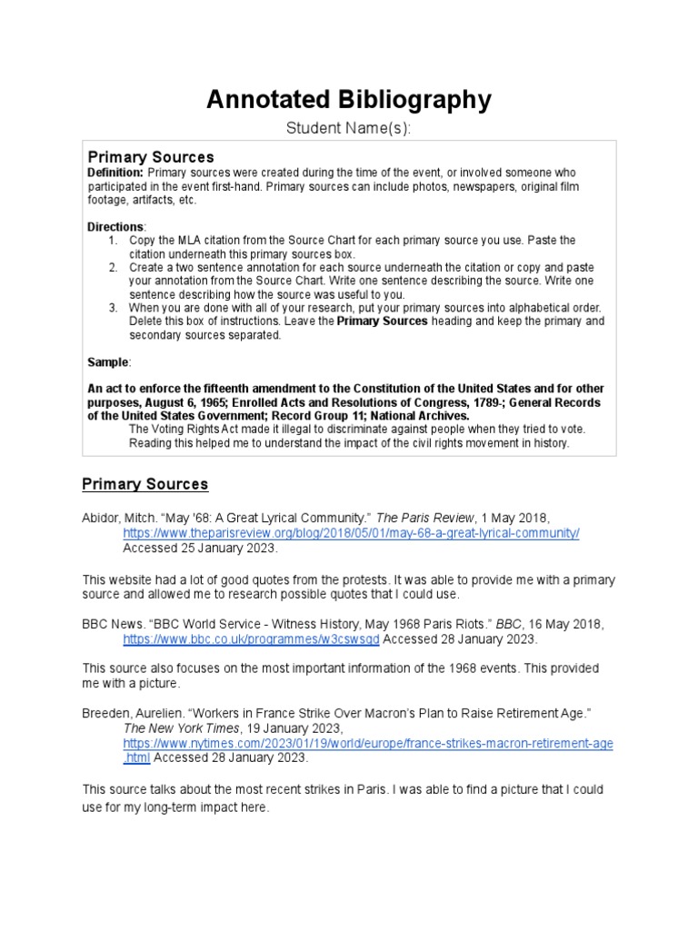 Alisa Sokolova - Annotated Bibliography Template | Download Free PDF ...