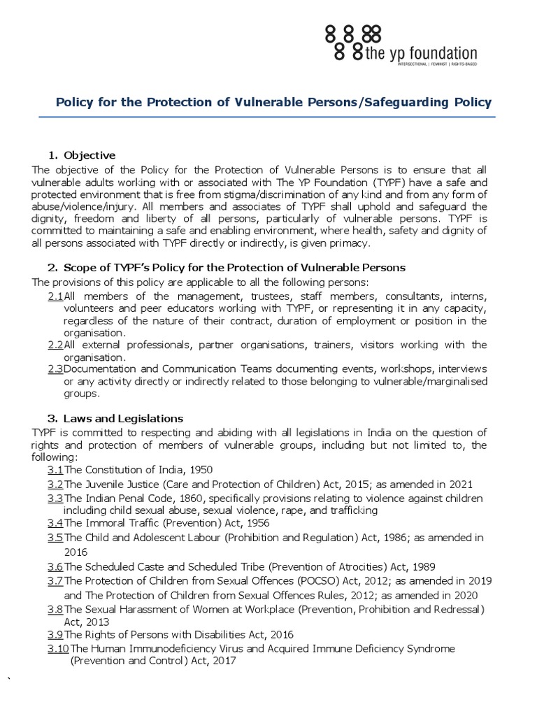 02 Policy For The Protection of Vulnerable Persons - Safeguarding ...