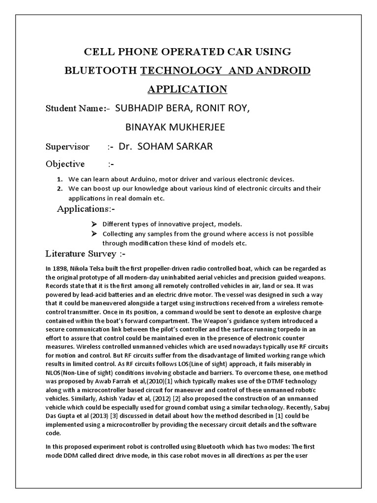 Cell Phone Operated Car Using Bluetooth Technology and Android ... Cell Phone Operated Car Using Bluetooth Technology and Android ...