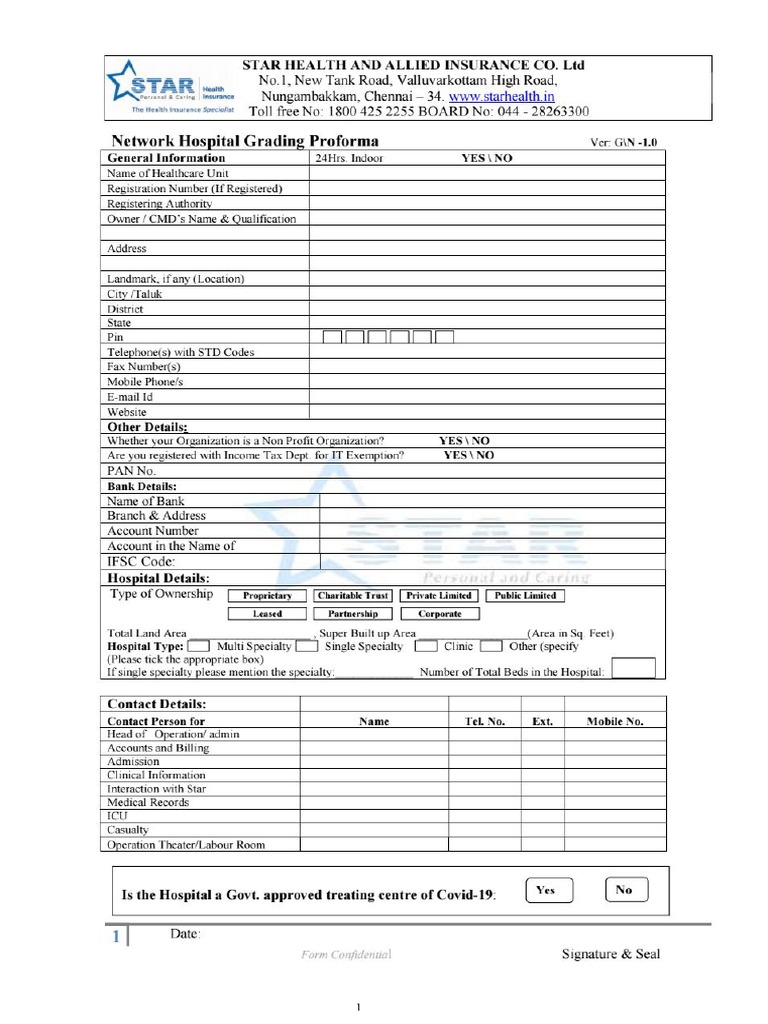 Hospital Document Hospital Information Form (PSP) | PDF