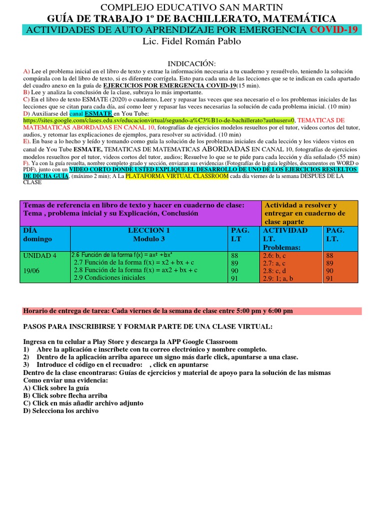 Guia Leccion 1, Modulo 3, Matematica 1B | PDF
