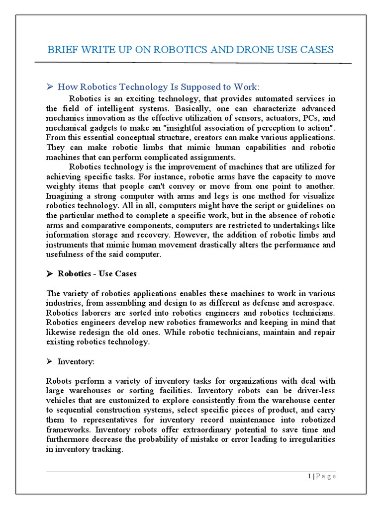 Robotics and Drones Use Cases | PDF | Robotics | Unmanned Aerial Vehicle