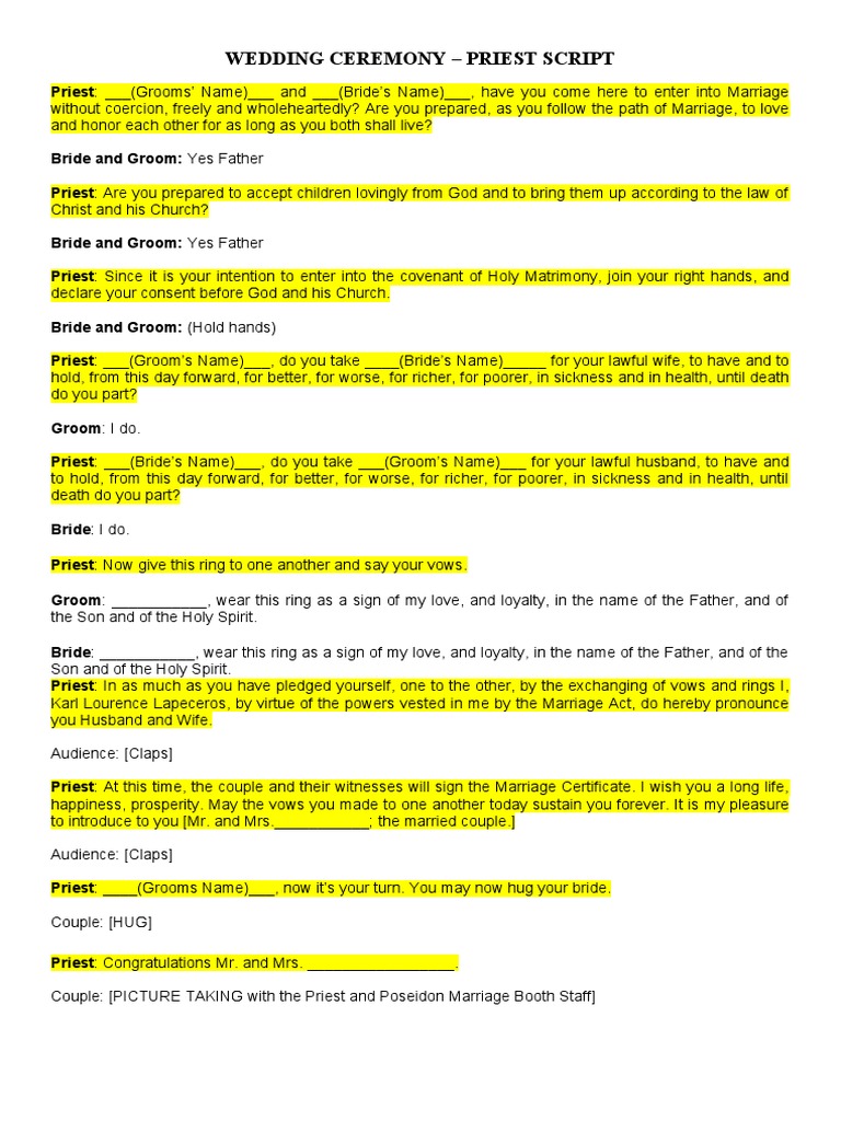 Marriage Booth (School) Script | PDF