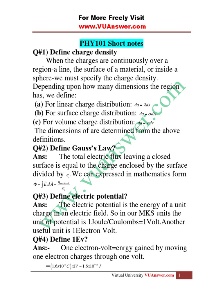 PHY101 Short Notes | PDF | Waves | Electromagnetic Radiation PHY101 Short Notes | PDF | Waves | Electromagnetic Radiation