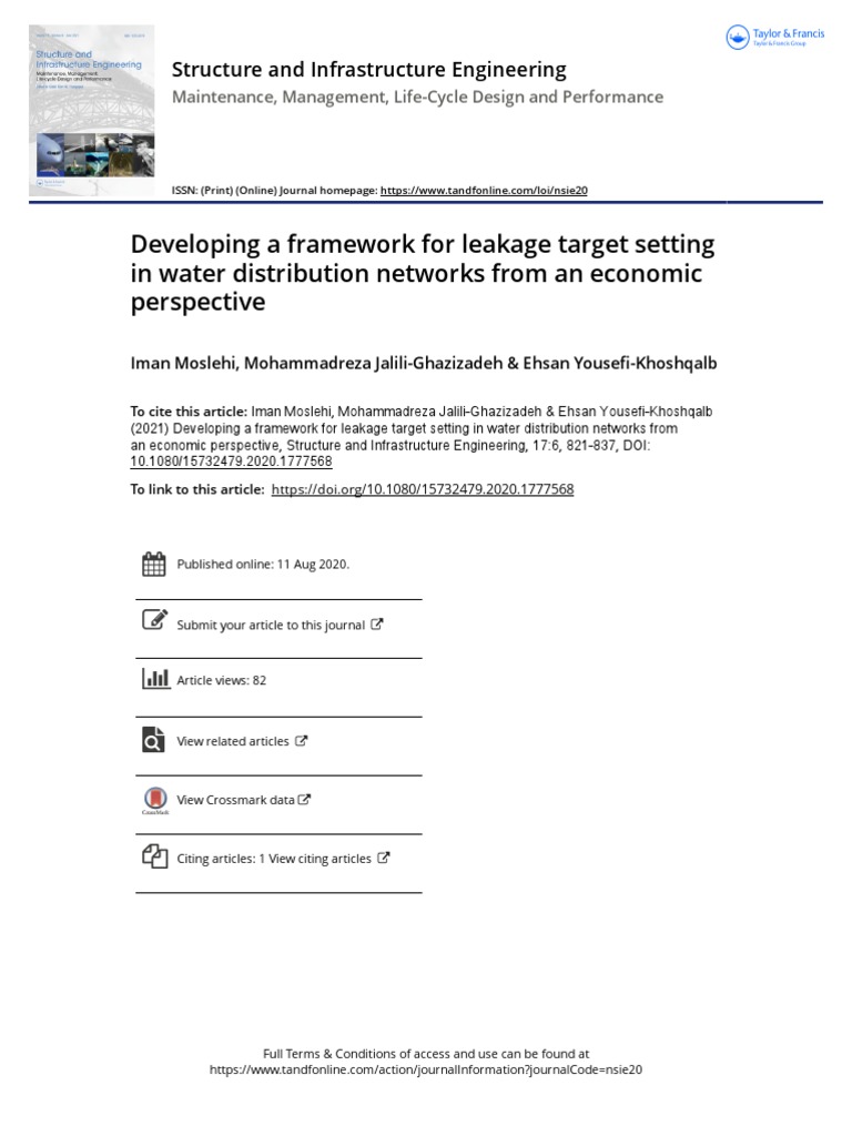 Developing A Framework For Leakage Target Setting in Water Distribution ...