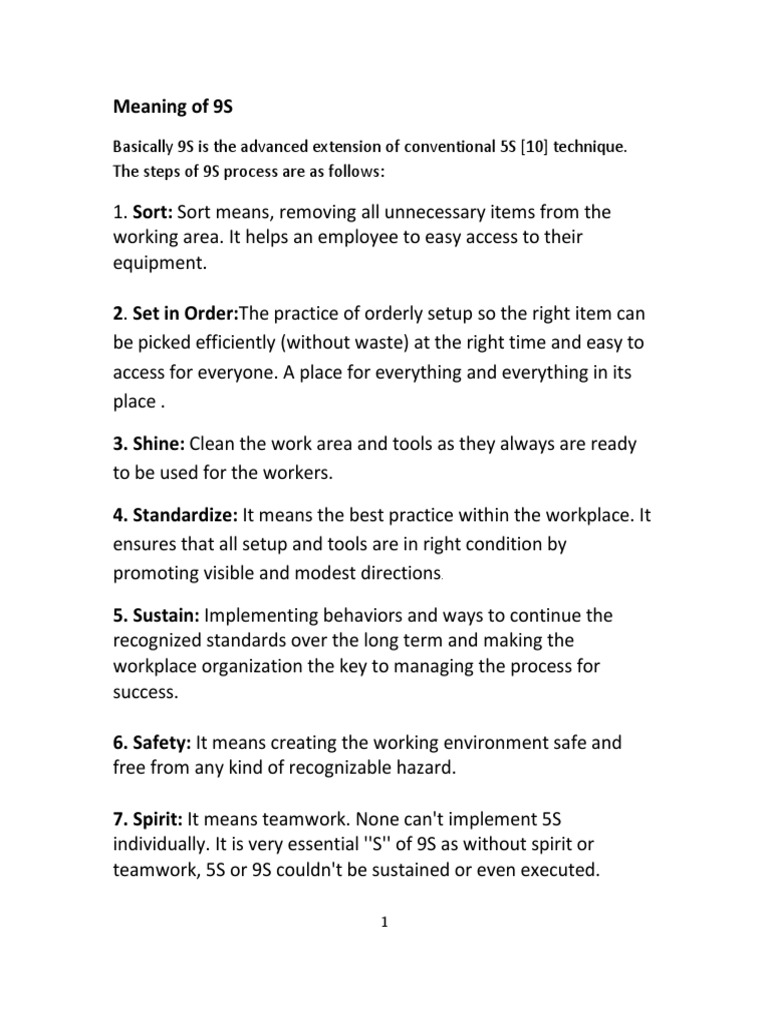 9S Methodology | PDF