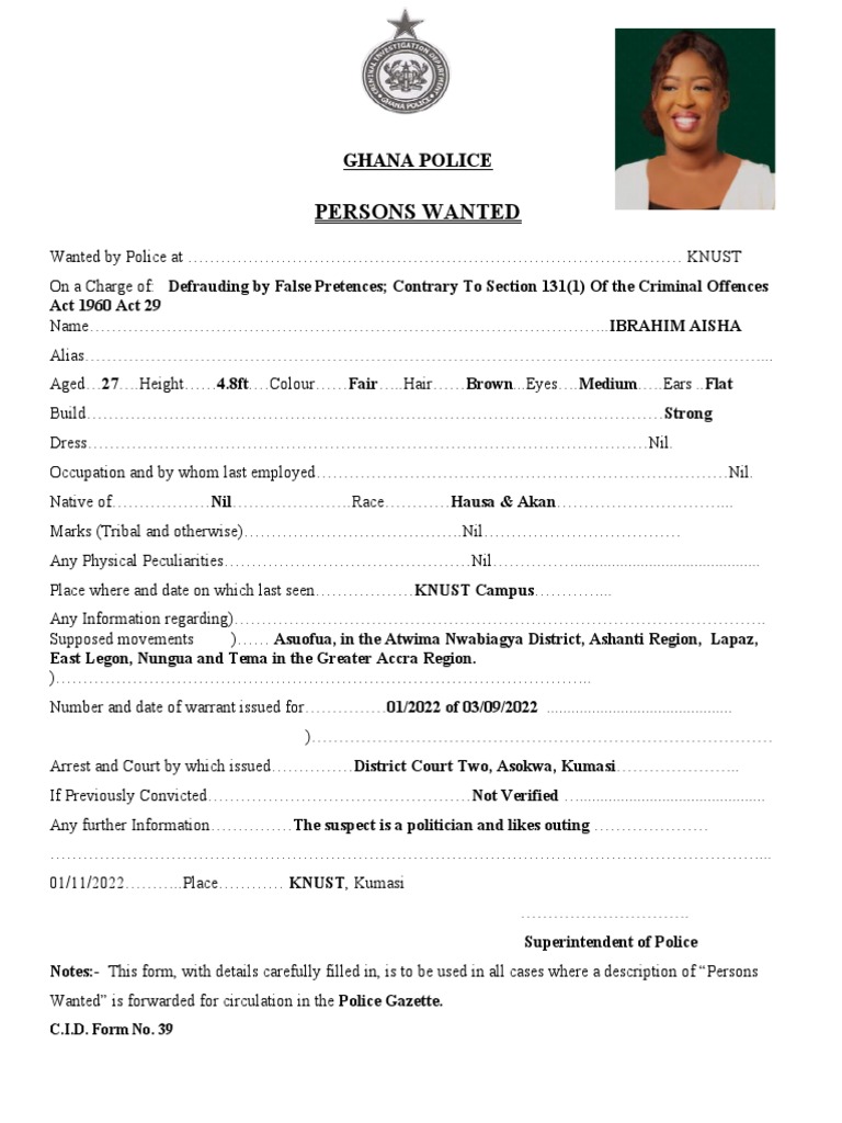 Isha Ibrahim Cid Form 39 | PDF