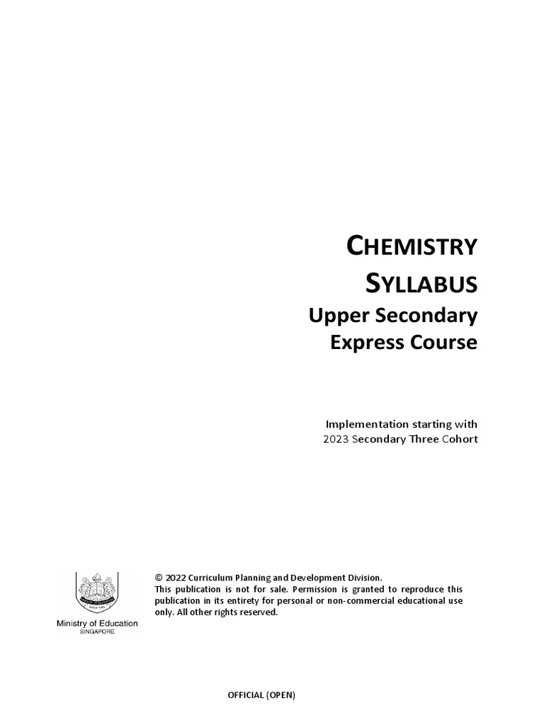 2023 o Level Chemistry Syllabus | PDF | Chemical Bond | Atoms
