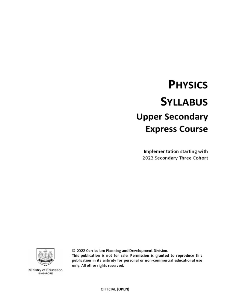 2023 o Level Physics Syllabus | PDF | Force | Pressure