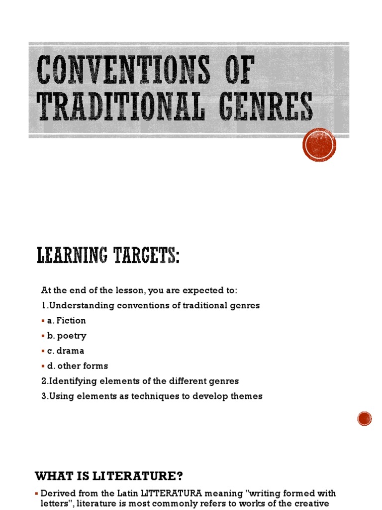 Conventions of Traditional Genres | PDF | Genre | Poetry