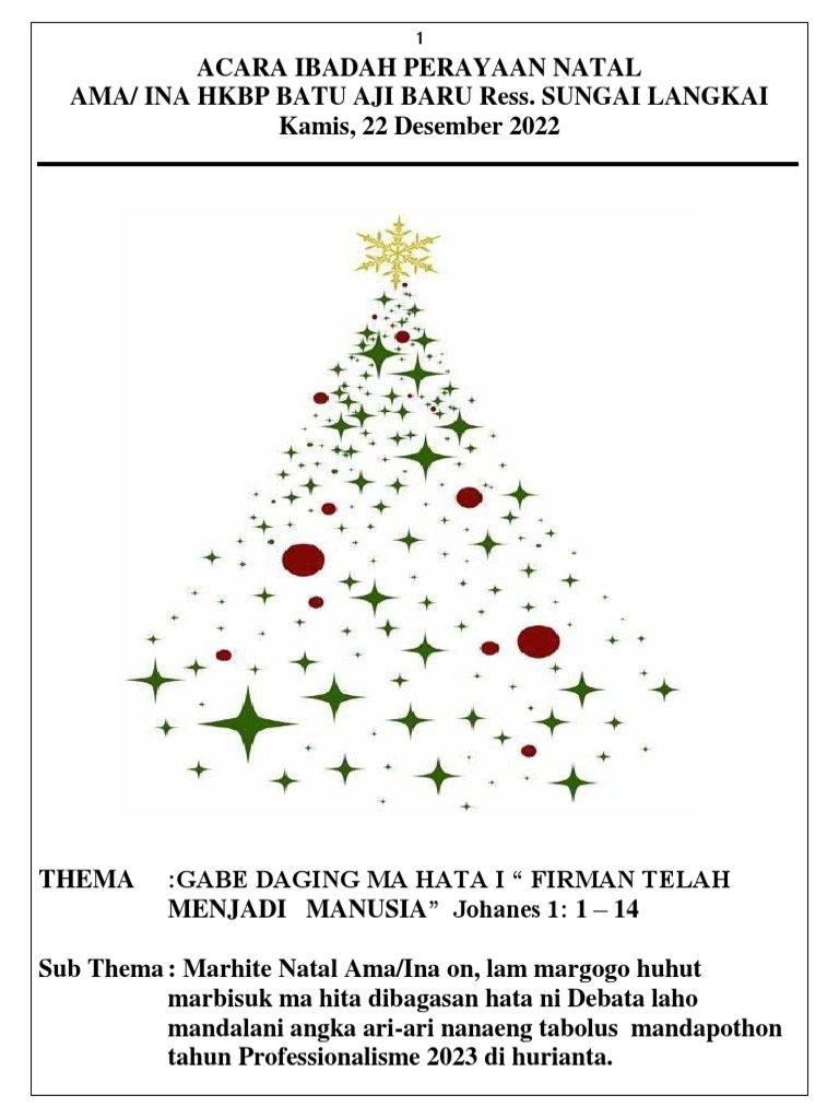 Susunan Acara Natal HKBP 2022 | PDF | Agama & Spiritualitas