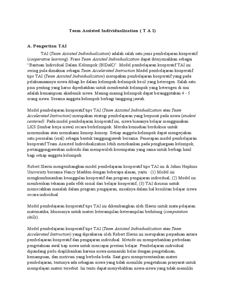 Team Assisted Individualization | PDF | Karier & Perkembangan