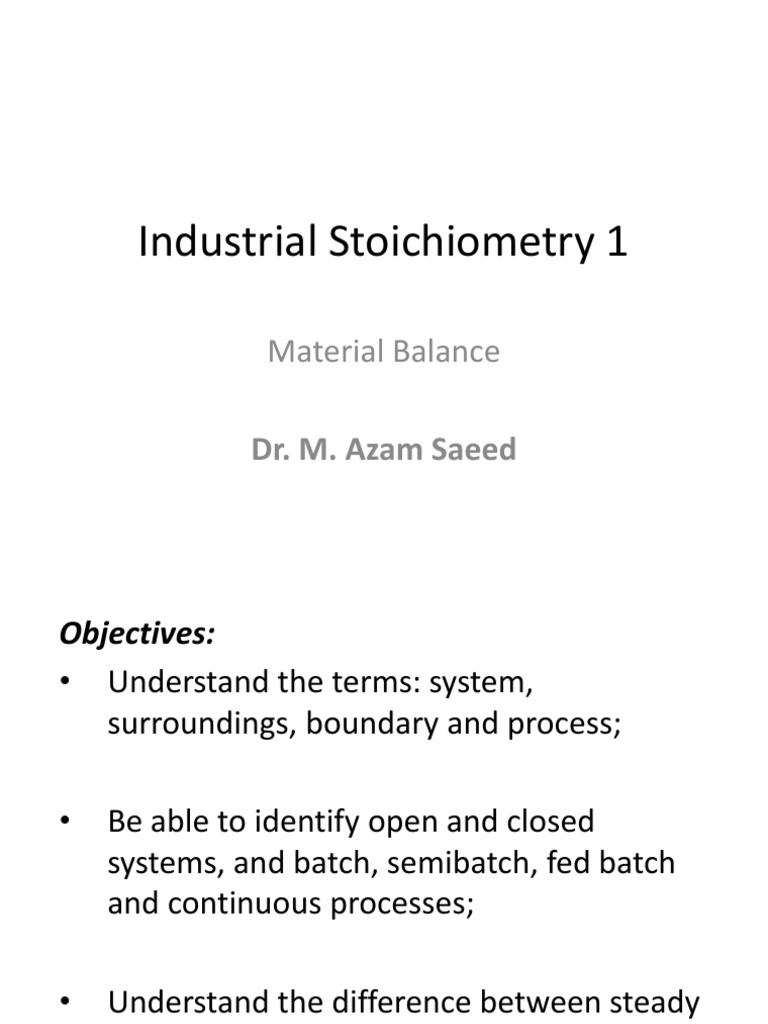 Stoichio Lec 4 | PDF | Stoichiometry | Chemical Reactor