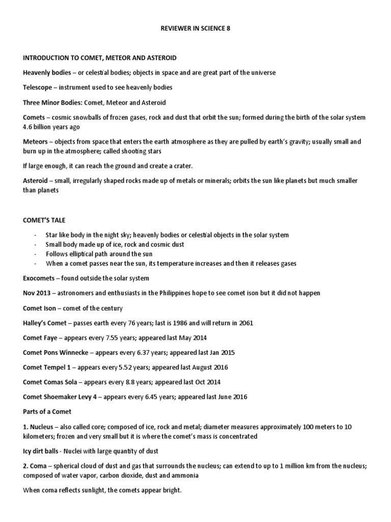 Introduction to Comets, Meteors and Asteroids | PDF | Meteoroid | Comet
