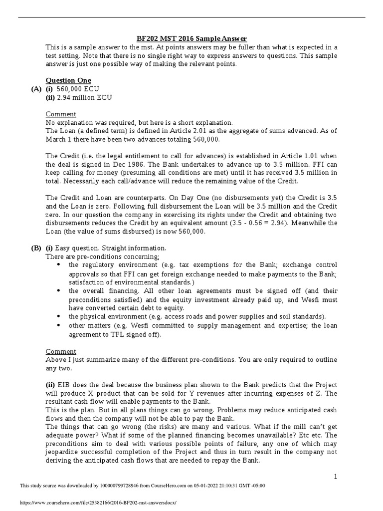 AF315 MST 2016 Answers | PDF | Banks | Cheque
