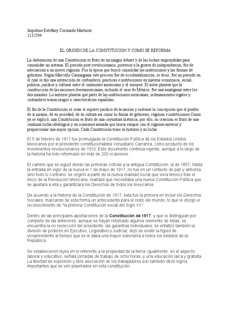 Origen de La Constitucion | PDF | Constitución | México