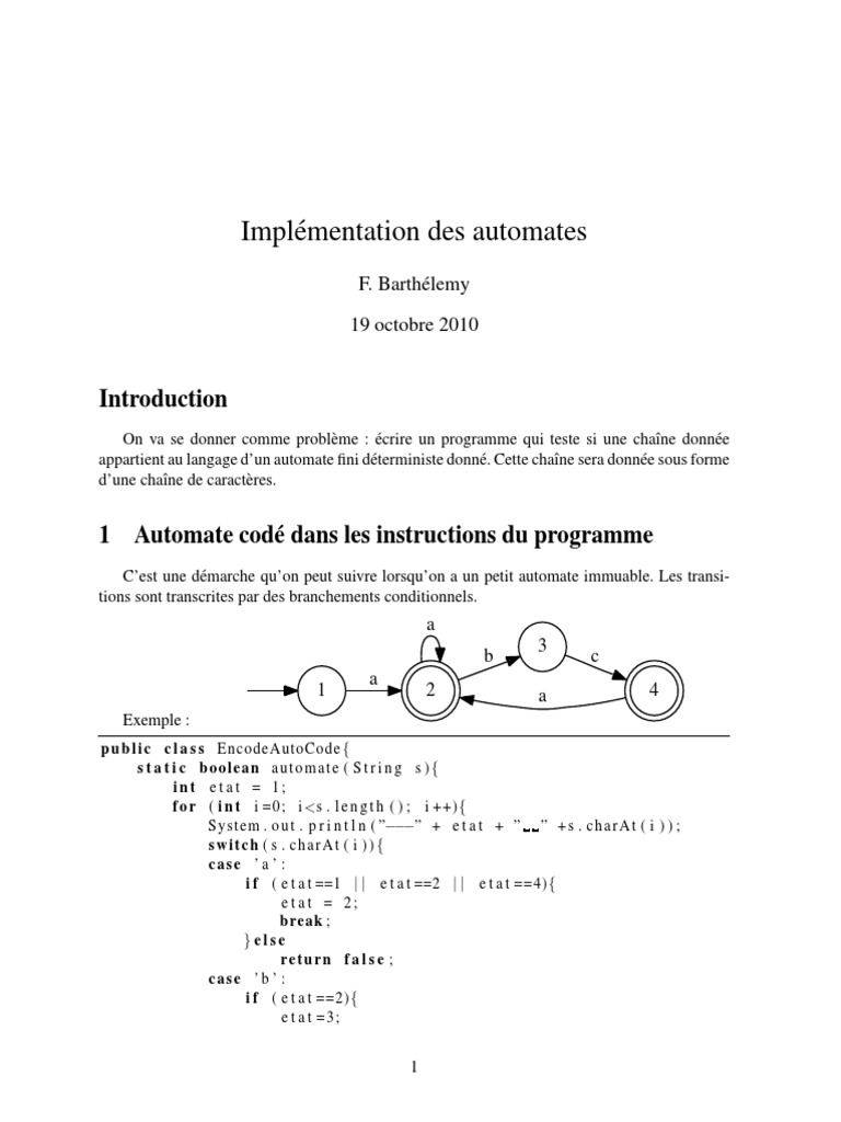 Implementation Automates | PDF | Programme informatique | Programmation