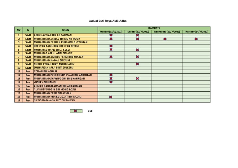 List Cuti Raya | PDF