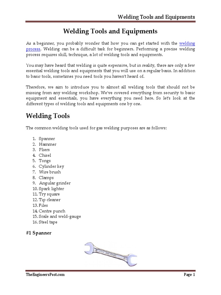 Essential Welding Tools and Equipment Guide | PDF | Welding | Construction