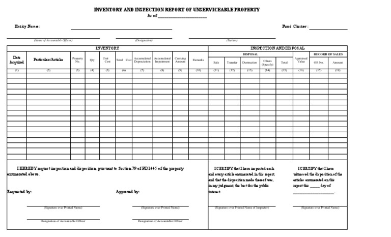 Inspection and Disposal Inventory | PDF | Depreciation