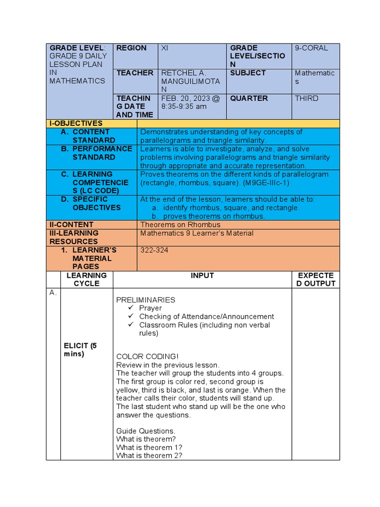 Rhombus | PDF | Rectangle | Elementary Mathematics