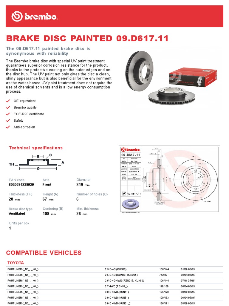 Brembo 09.D617.11 | PDF | Paint | Pickup Truck