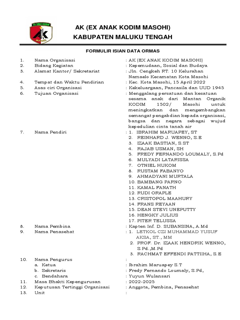 Formulir Isian Ak | PDF