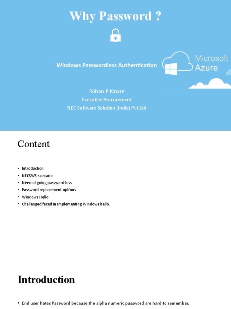 Windows Passwordless Implementation | PDF | Windows 10 | Password