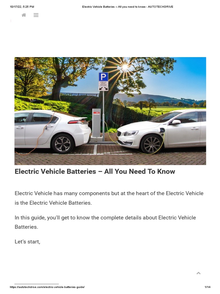 Electric Vehicle Batteries - All You Need To Know - AUTOTECHDRIVE | PDF