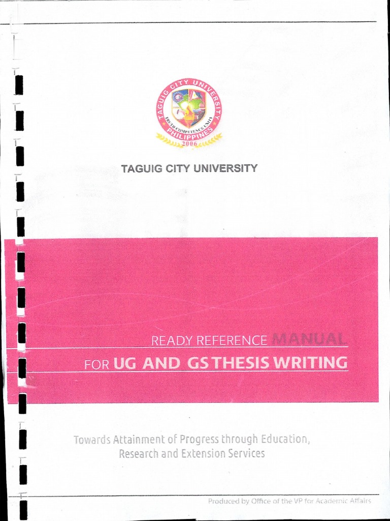 Ready Reference Manual For UG and GS Thesis Writing. Taguig City ...