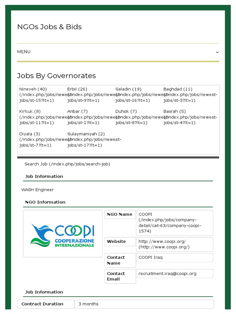 Jobs - WASH Engineer | PDF | Wash