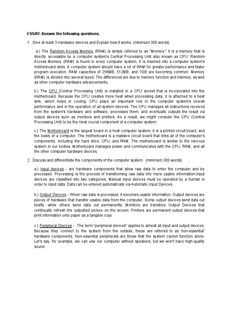 Components of Computer | PDF | Computer Hardware | Input/Output