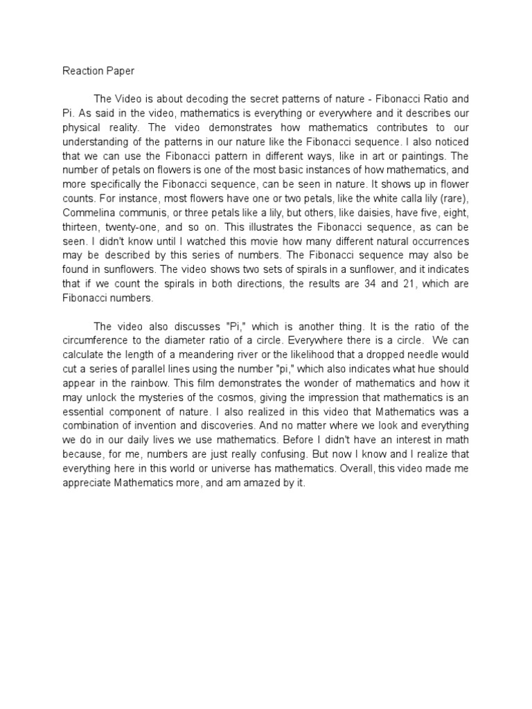 The Nature of Math - Reaction Paper | PDF
