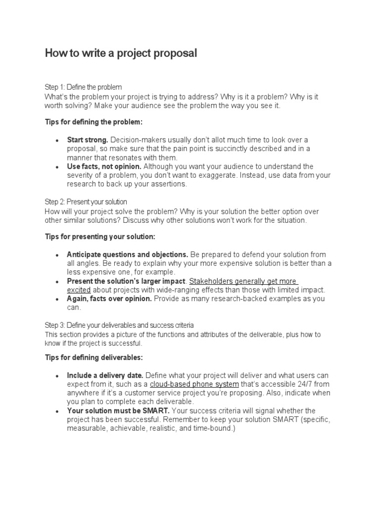 How To Write A Project Proposal - ES Proposal | PDF | Project ...