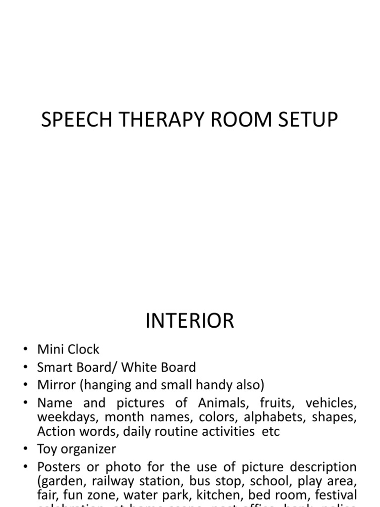 Speech Therapy Room Setup | PDF