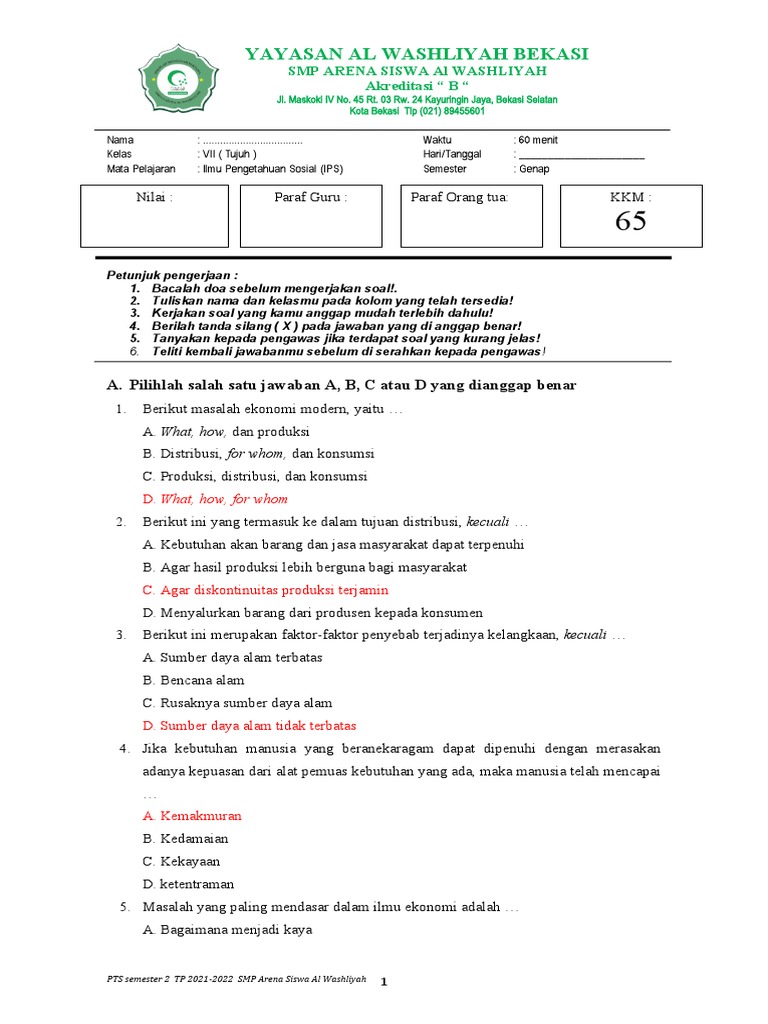 PTS - Ips - Kelas 7 | PDF