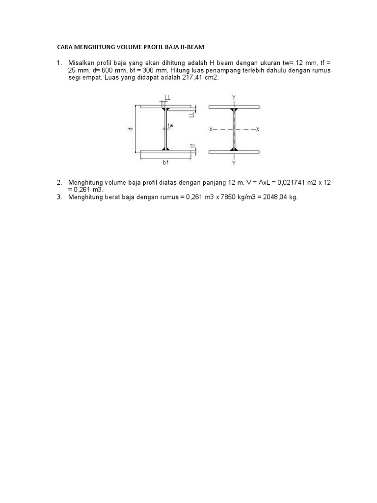 Cara Menghitung Volume dan Berat Baja H-Beam | PDF