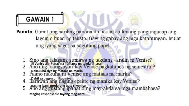 Gawain 1 Filipino | PDF