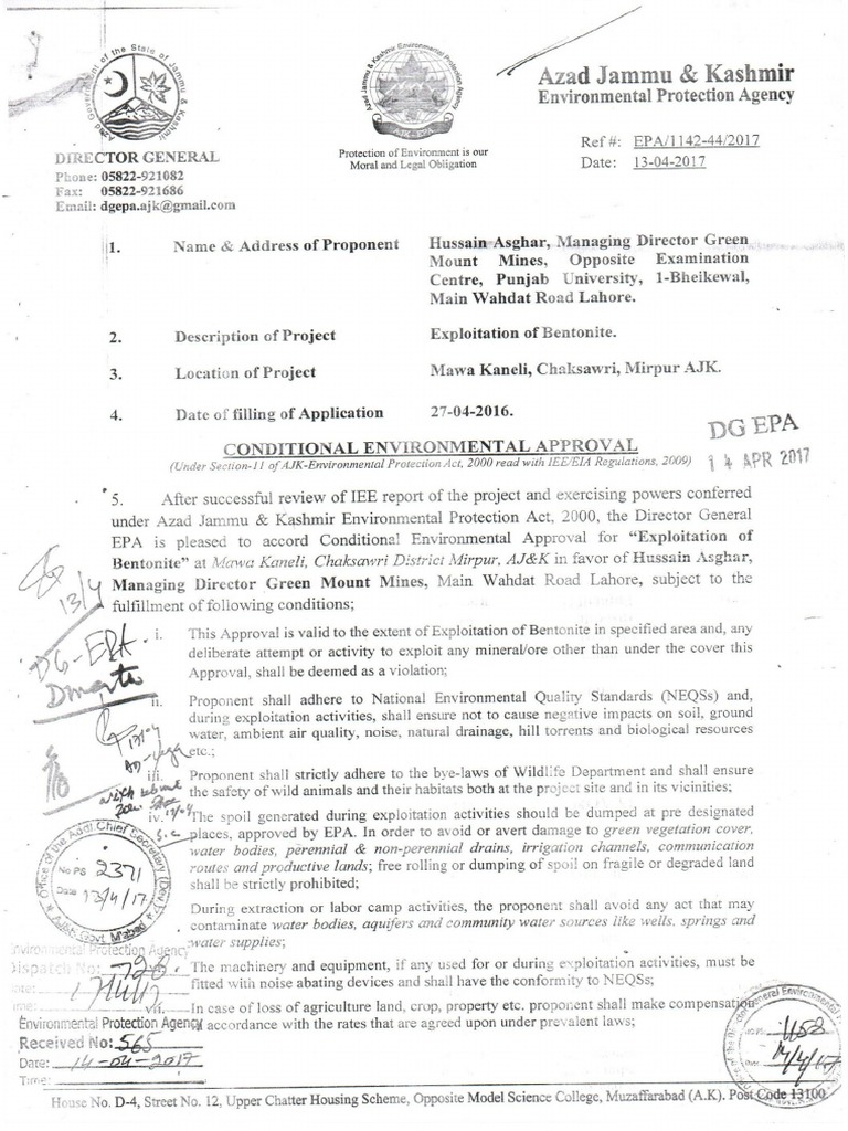Exploitation of Bentonite Mawa Kaneli Chakswari Mirpur AJK | PDF